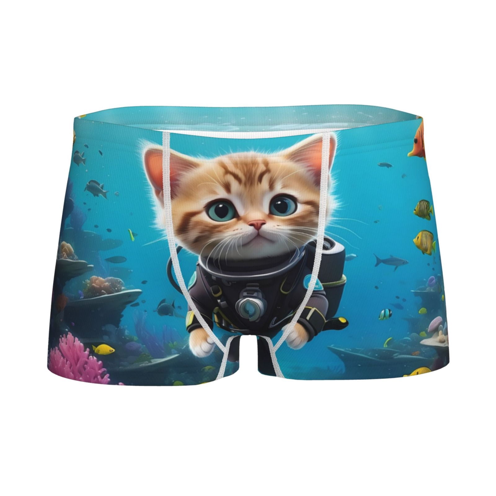 Logiee Underwater Diving Cat Print Boys' Boxer Briefs,Tween Boy ...