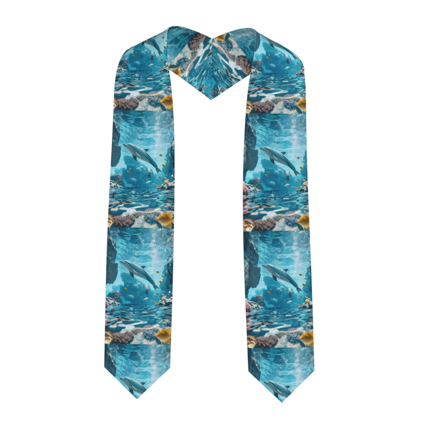 Logiee Underwater Dolphin Scene Print Unisex Adult Graduation Stole ...