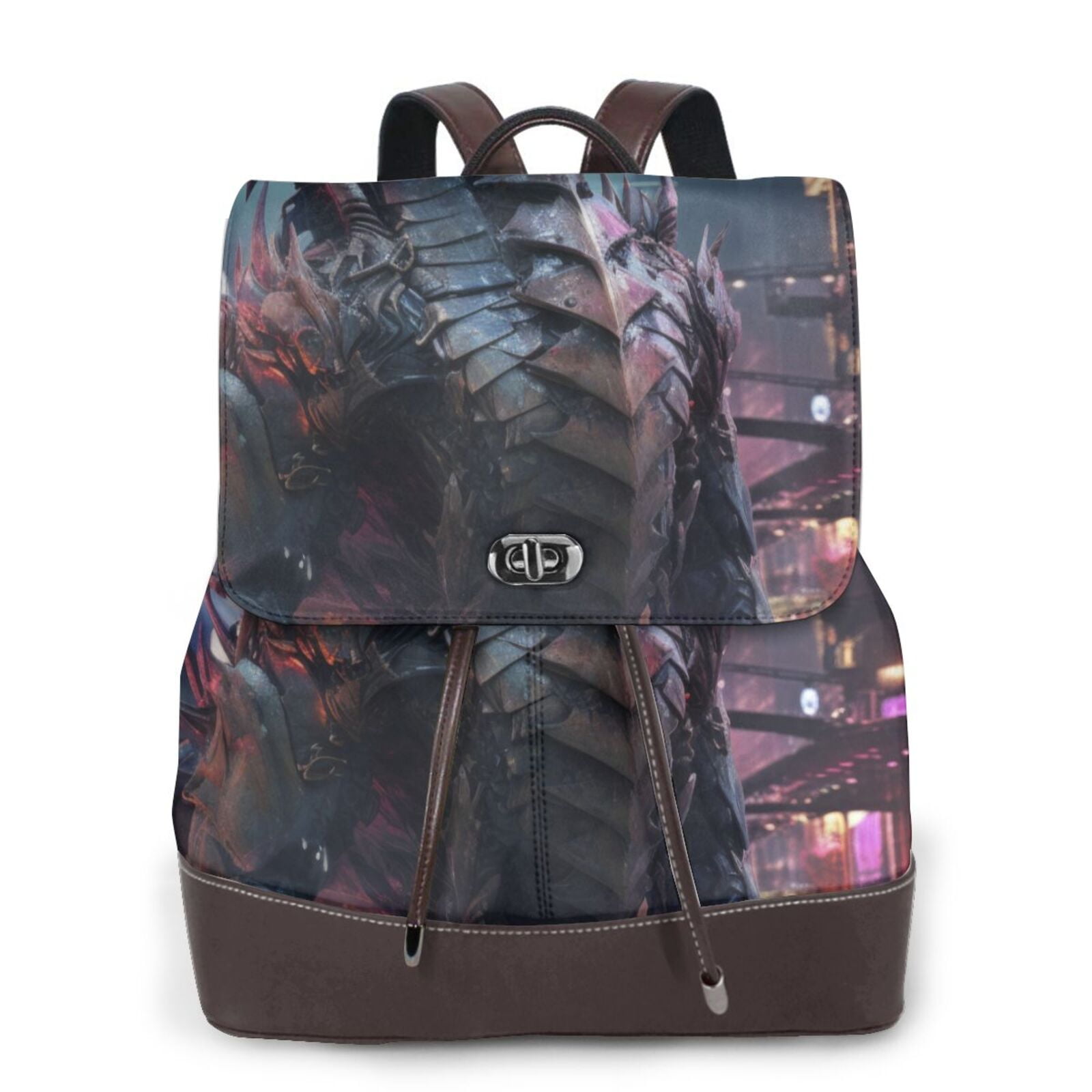 Logiee Urban Mechanical Dragon Print Backpack Purse for Women,Fashion ...
