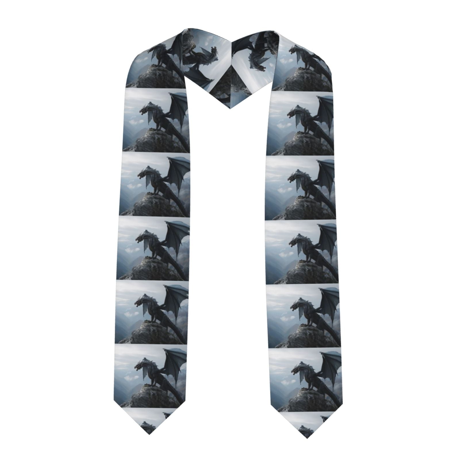 Logiee Valley Gray Dragon Print Unisex Adult Graduation Stole Shawl 72 ...