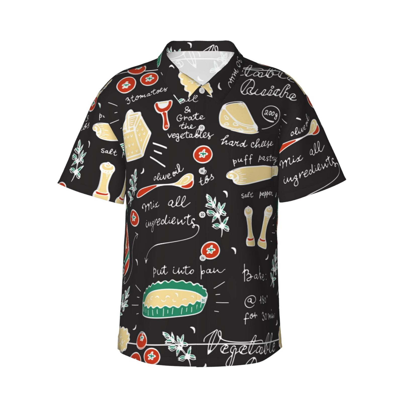 Logiee Vegetable Quiche Print Mens Hawaiian Shirts,Loose-Fit Short ...