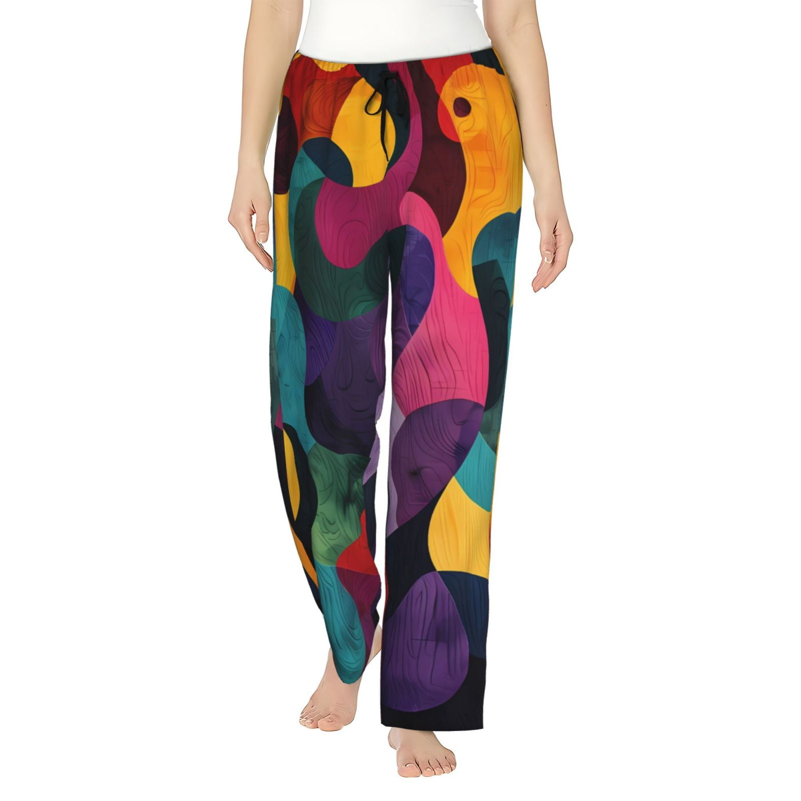 Logiee Vibrant Abstract Flow Print Women Pajama Pants,Comfy Pj Bottom ...