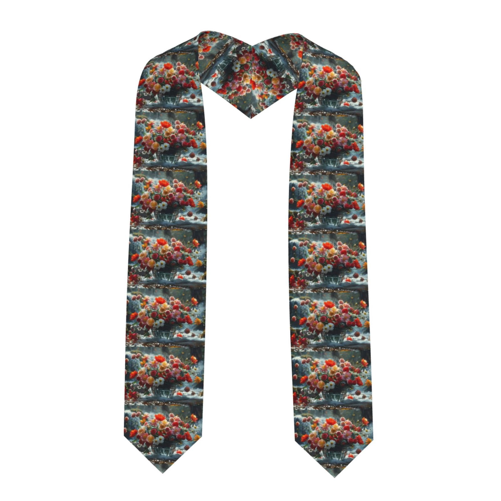 Logiee Vibrant Bouquet Waterfall Print Unisex Adult Graduation Stole ...