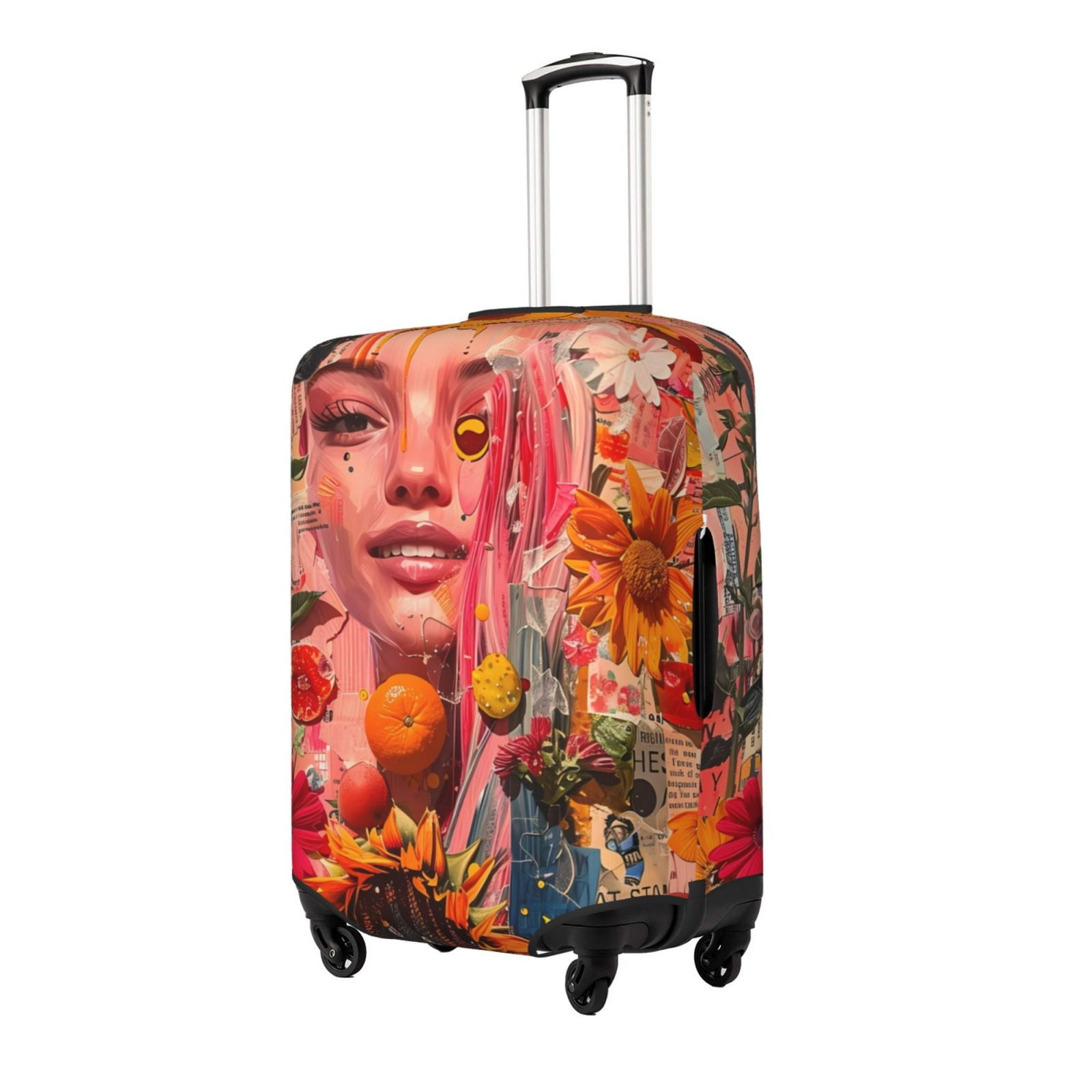 Logiee Vibrant Floral Collage Portrait Print Travel Luggage Cover ...
