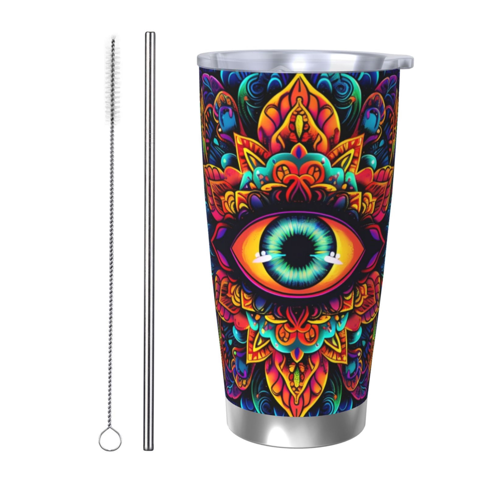 Logiee Vibrant Psychedelic Eye Print 20OZ Car Cup with Lid, Stainless ...