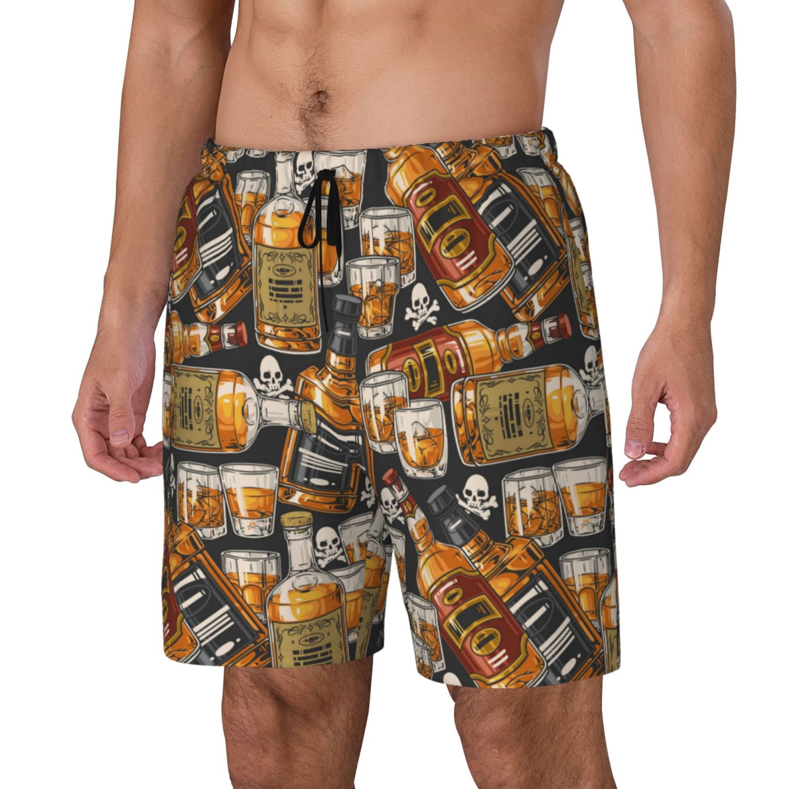 Logiee Vintage Bottles Print Men's Swim Trunk,Quick Dry Board Shorts ...