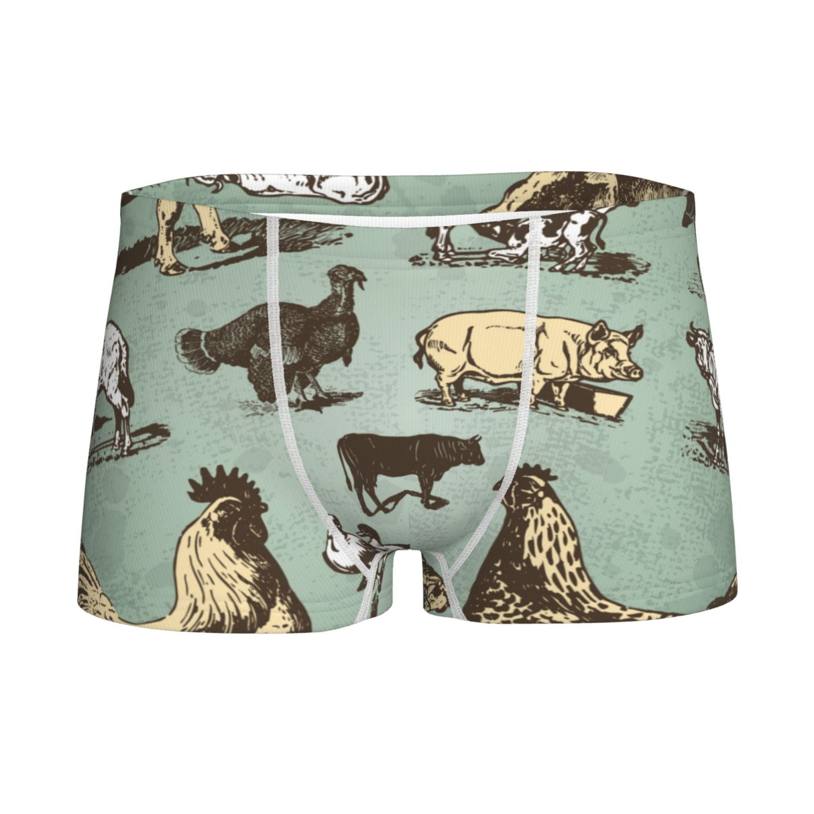 Logiee Vintage Farm Animals Print Boys' Boxer Briefs,Tween Boy ...