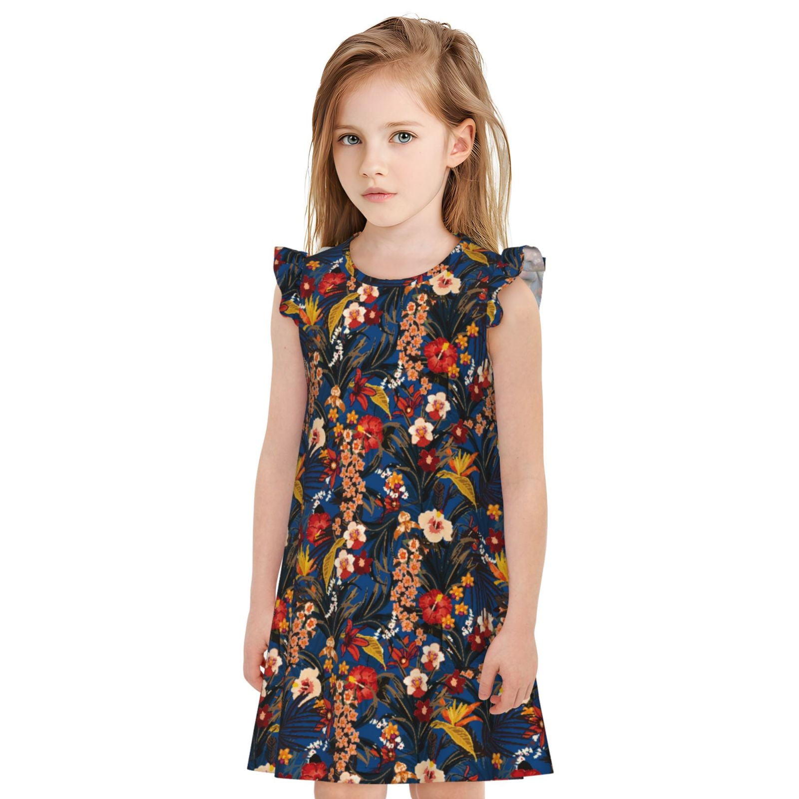 Logiee Vintage Floral Print Girls Nightgowns,Casual Dress Flutter,Short ...
