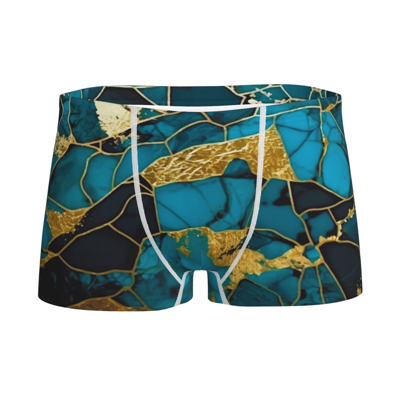 Logiee Watercolor Blue Marbled Print Boys' Boxer Briefs,Tween Boy ...