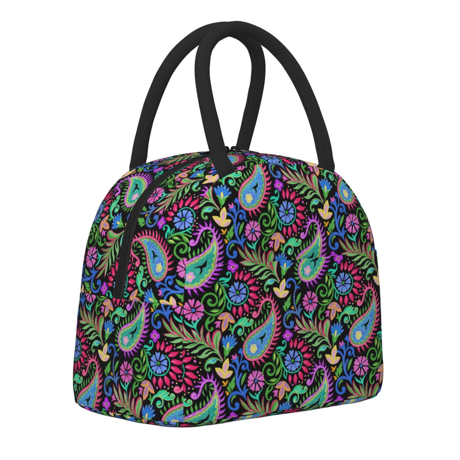 Logiee Watercolor Floral Paisley Print Lunch Bag for Women & Men,Adult ...