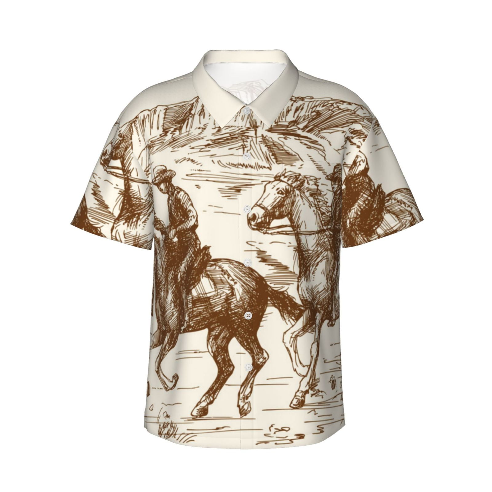 Logiee Western Desert Cowboys1 Print Mens Hawaiian Shirts,Loose-Fit ...