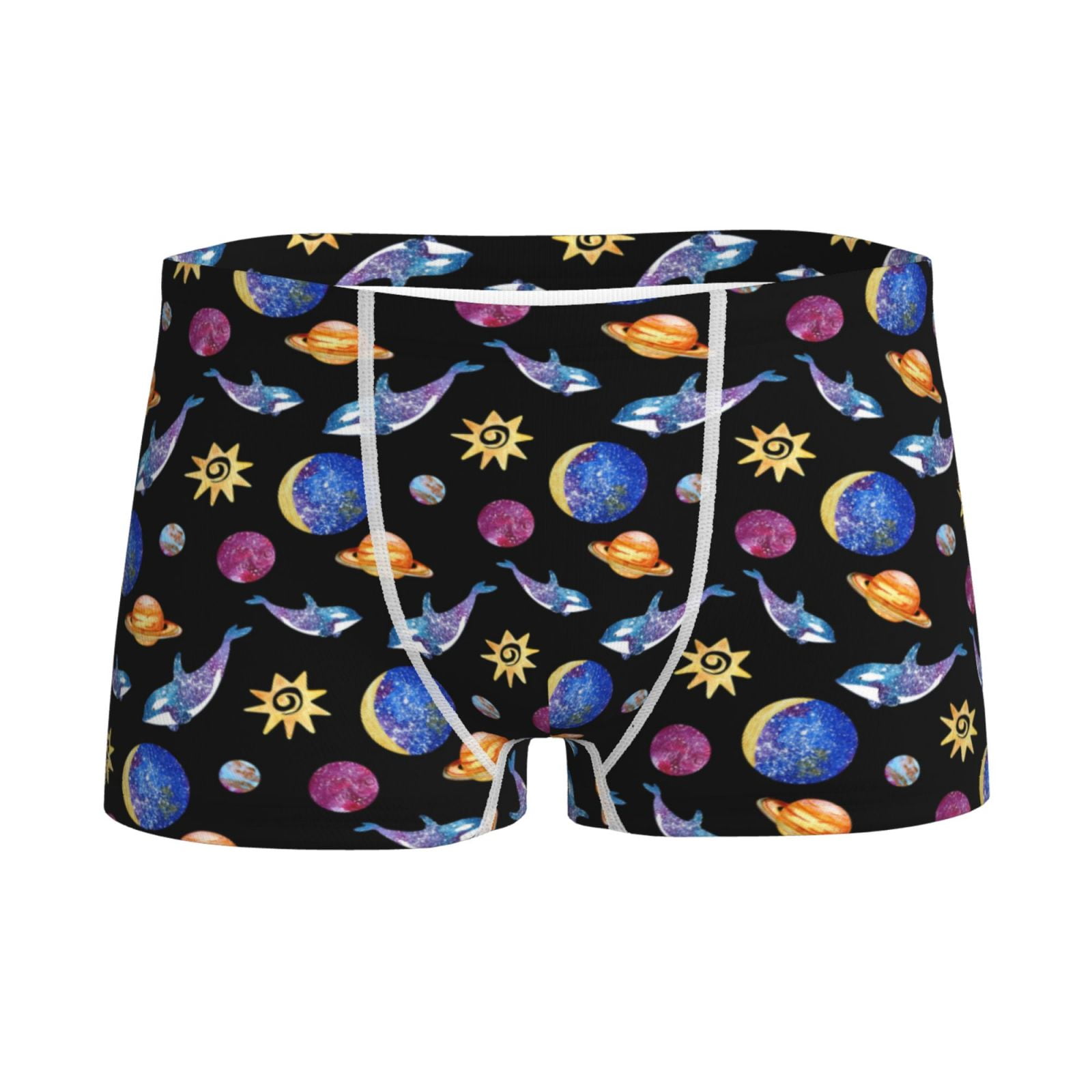 Logiee Whales In Space Print Boys' Boxer Briefs,Tween Boy Underwear-X ...