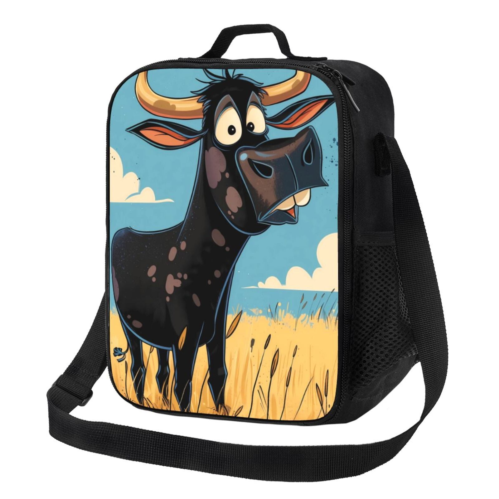 Logiee Whimsical Cartoon Cow Print Insulated Lunch Bag for Women/Men ...