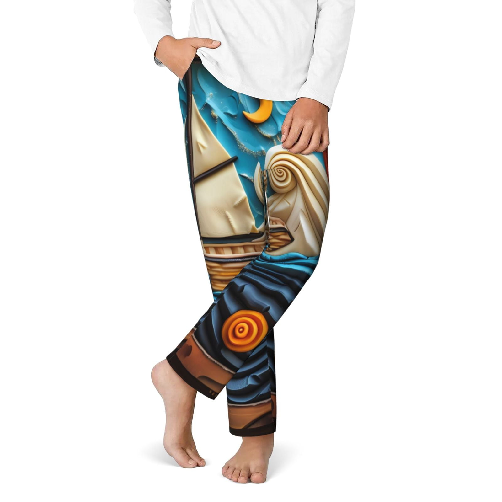Logiee Whimsical Sailboat Ocean Art Print Teenagers' Pajama Pants ,Boys ...