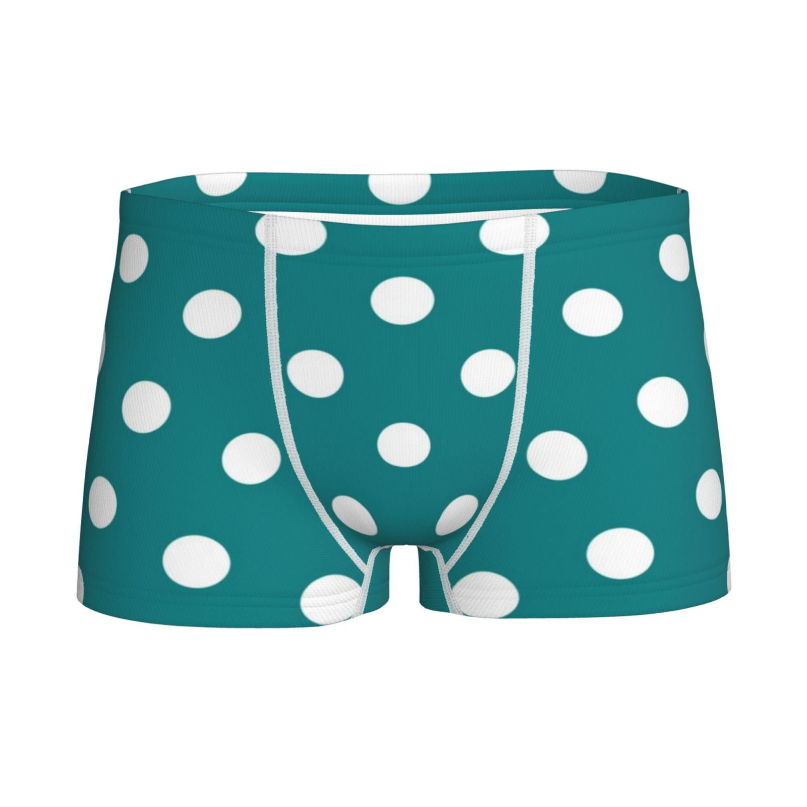 Logiee White Polka Dots With Teal Background Print Boys' Boxer Briefs,Tween Boy Underwear-X ...
