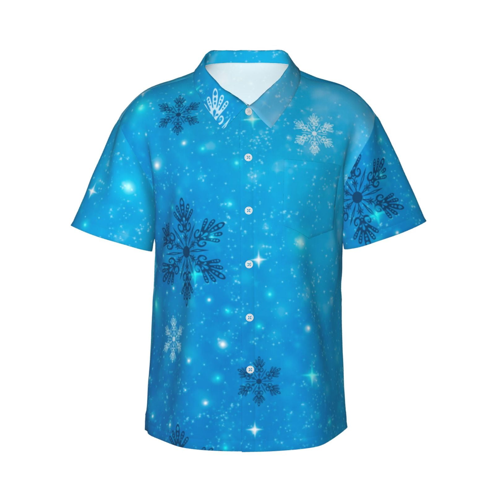 Logiee Winter With Snowflakes Print Mens Hawaiian Shirts,Loose-Fit ...