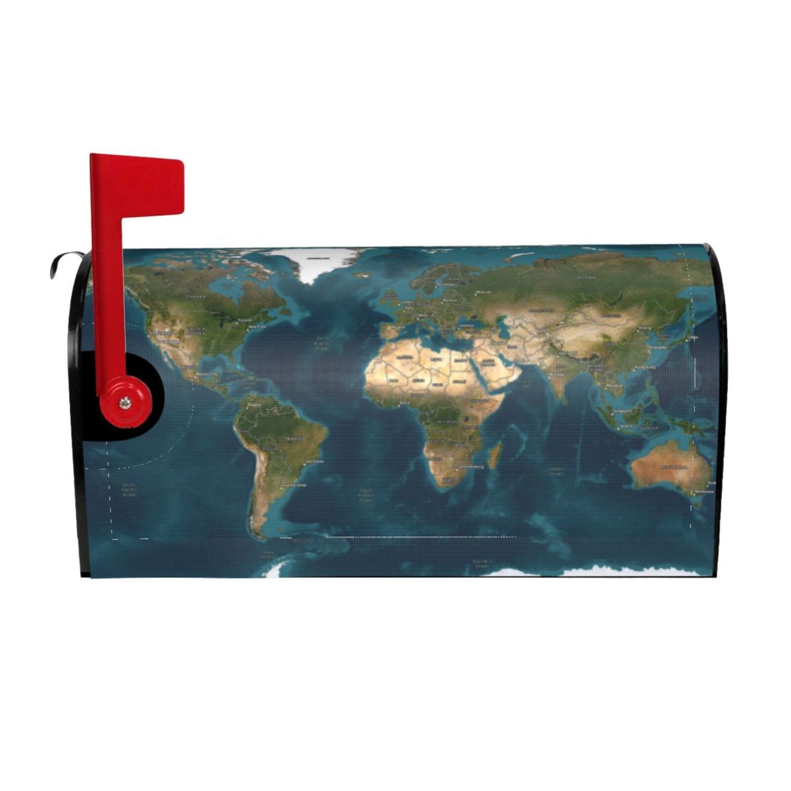 Logiee World Map Print Post Letter Box Wrap Decor, Mailbox Cover ...