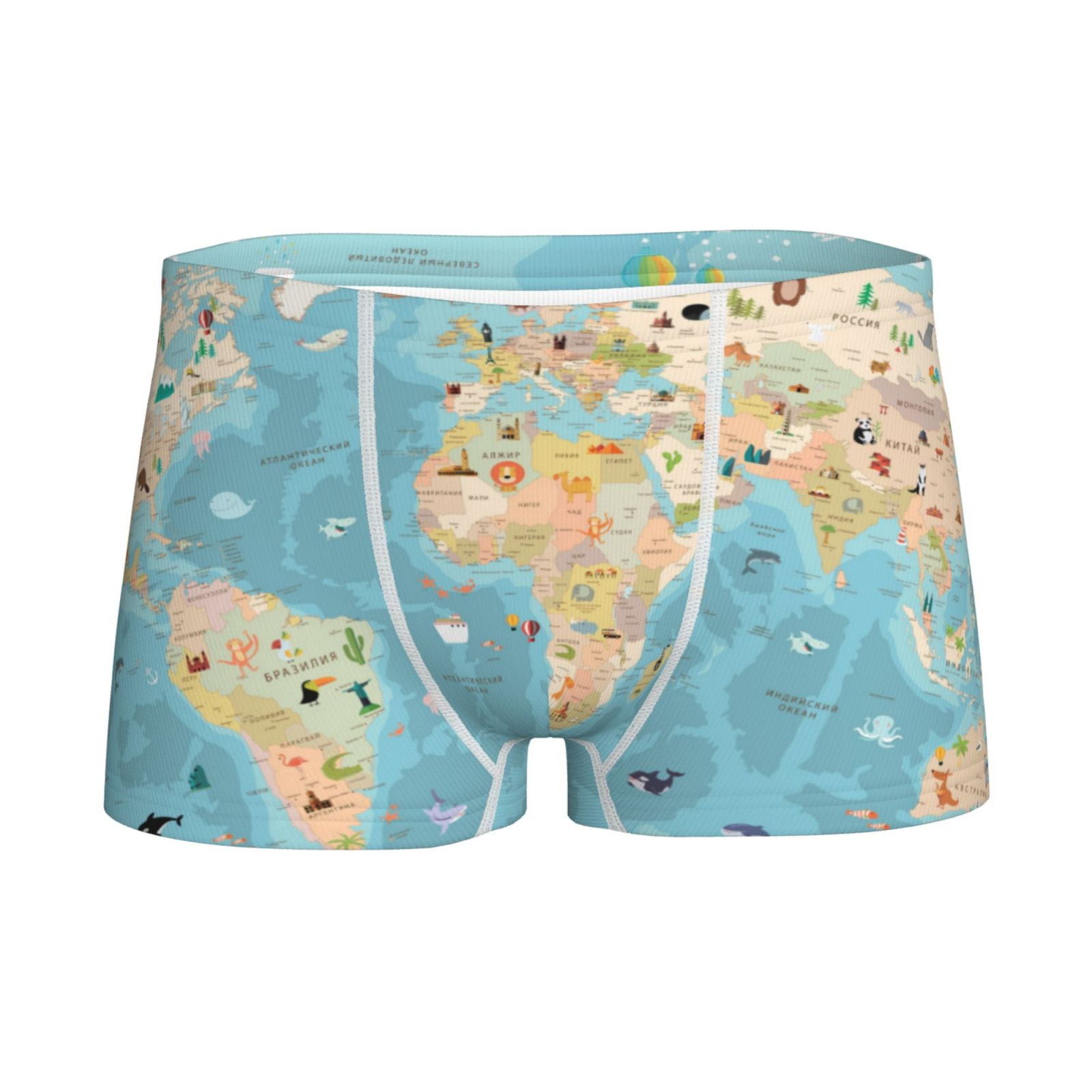 Logiee World Map With Animals 1 Print Boys' Boxer Briefs,Tween Boy ...