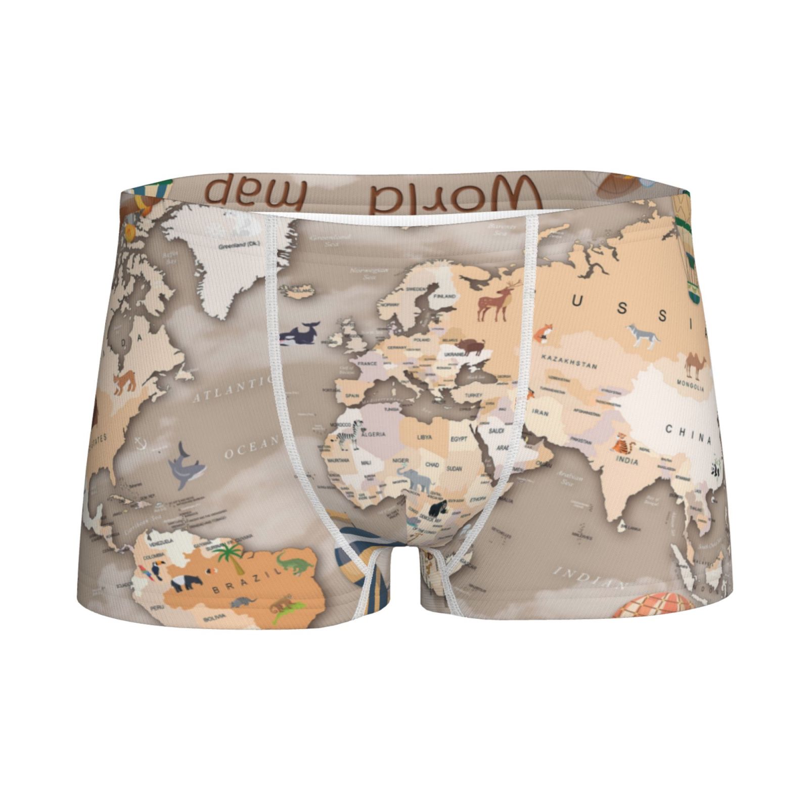 Logiee World Map With Animals Print Boys' Boxer Briefs,Tween Boy ...