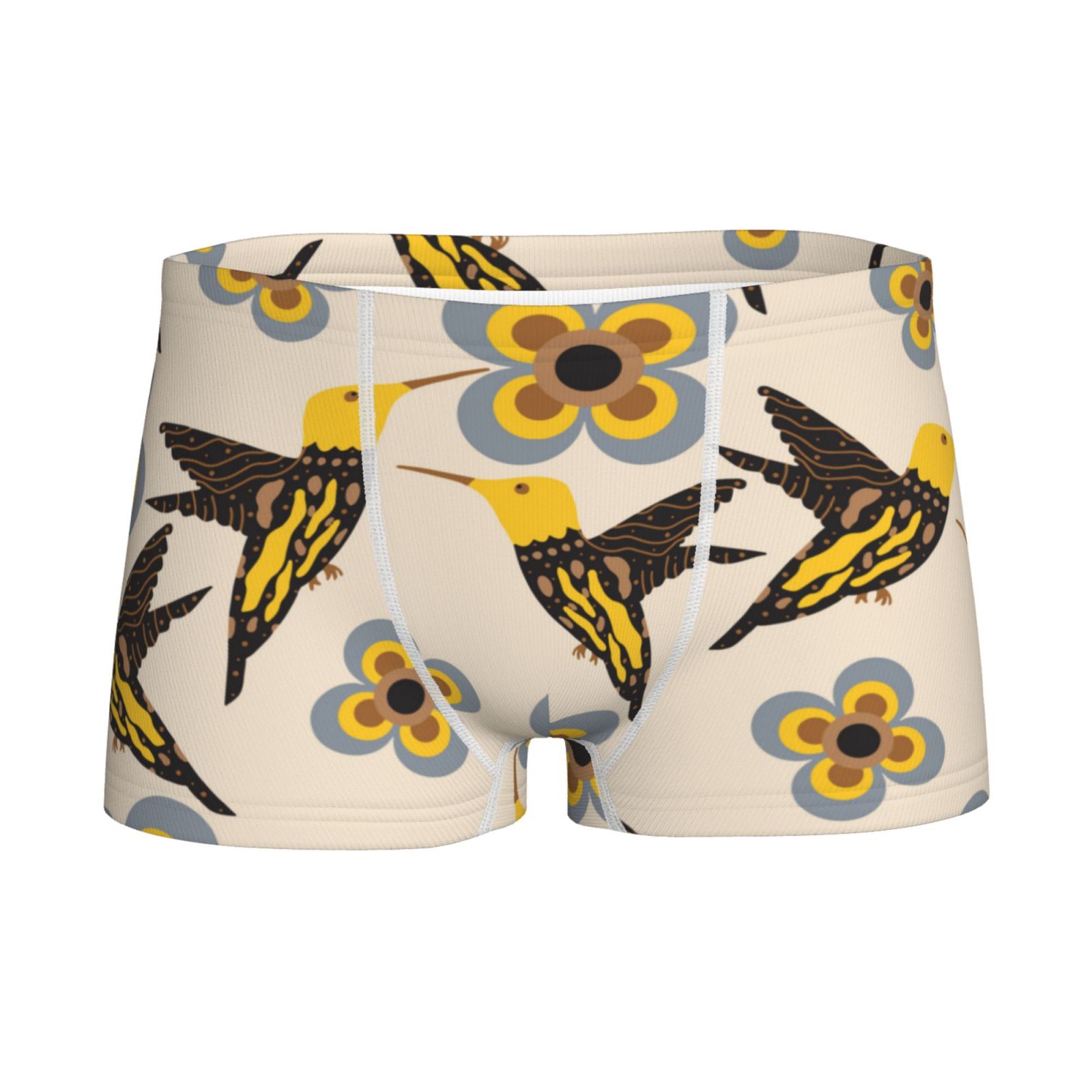 Logiee Yellow Flowers Hummingbird Print Boys' Boxer Briefs,Tween Boy ...