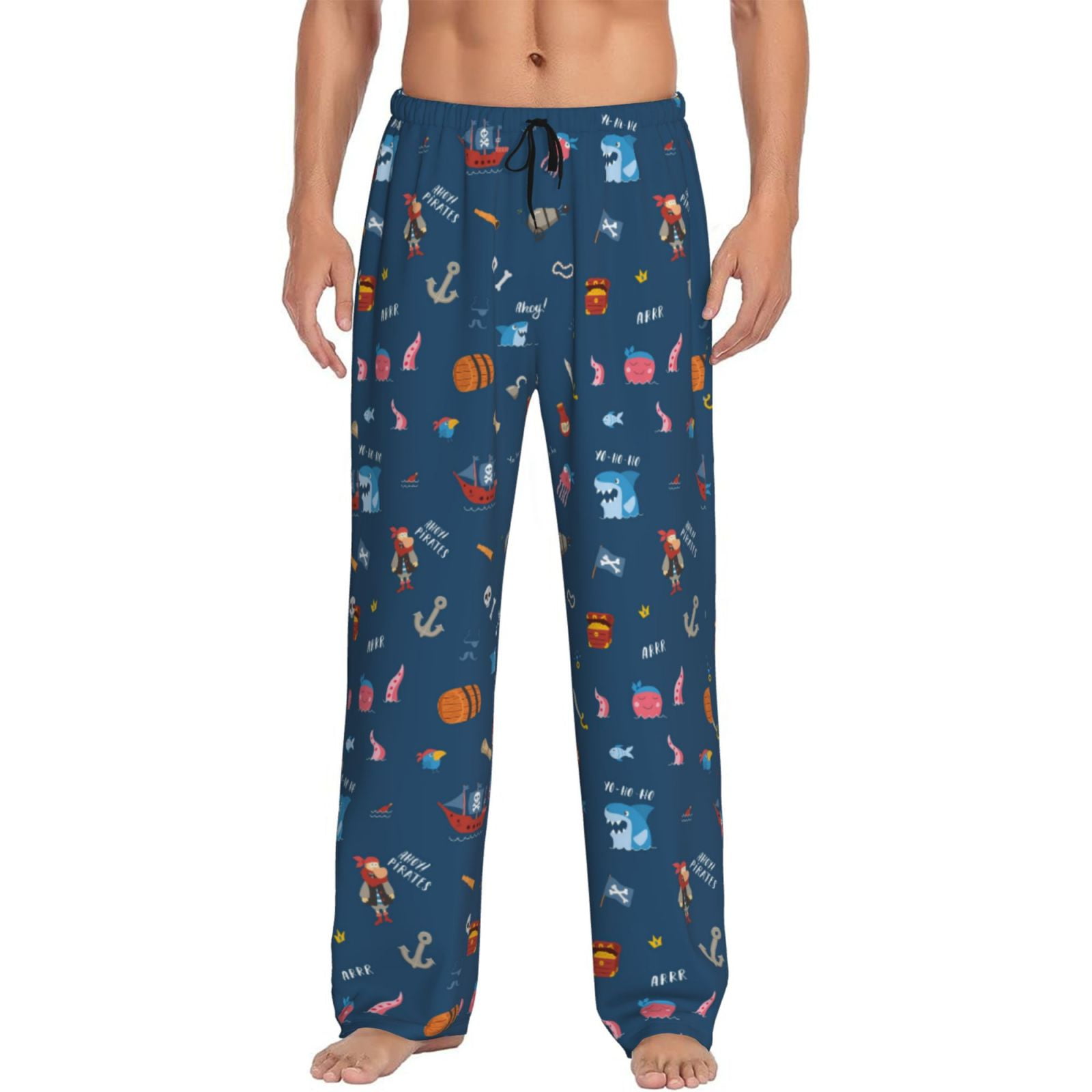 Logiee aniamls Pirate Print Pajama Pants for Men,Men’s Pajama Bottoms ...