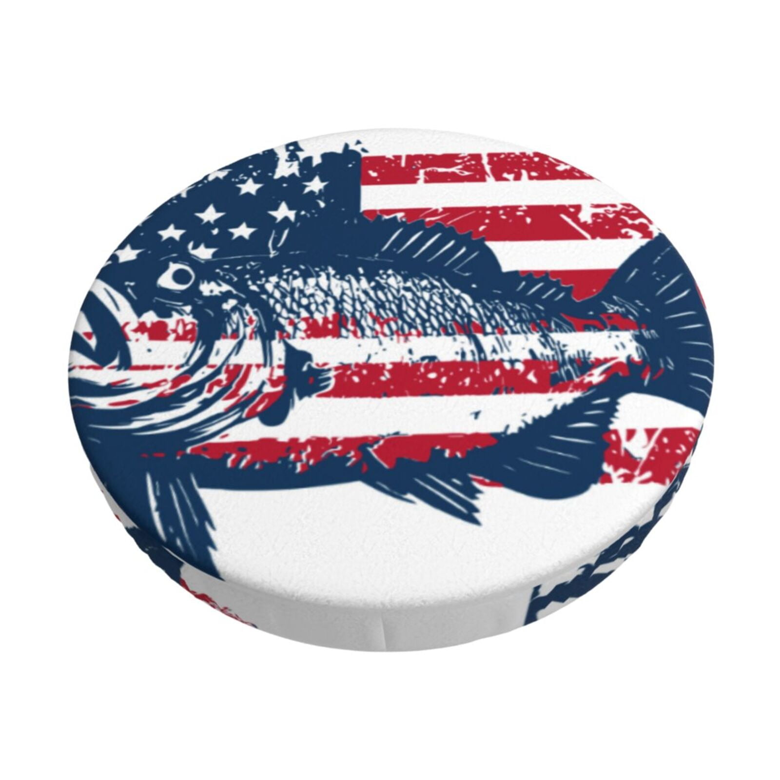 Logiee bass fish with the USA flag Print Stool Covers Round,Bar Stool ...