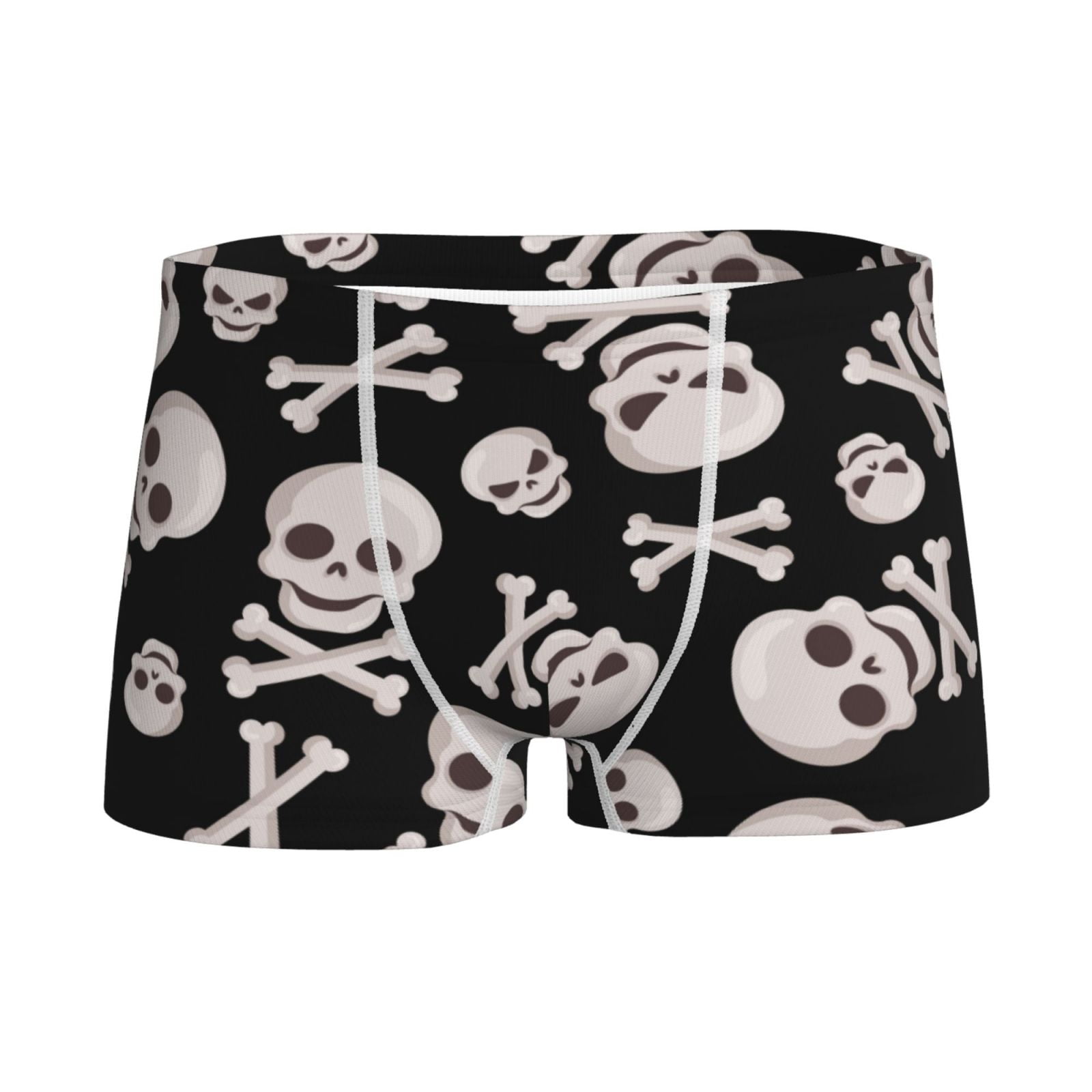 Logiee black white Skull bone Print Boys' Boxer Briefs,Tween Boy ...