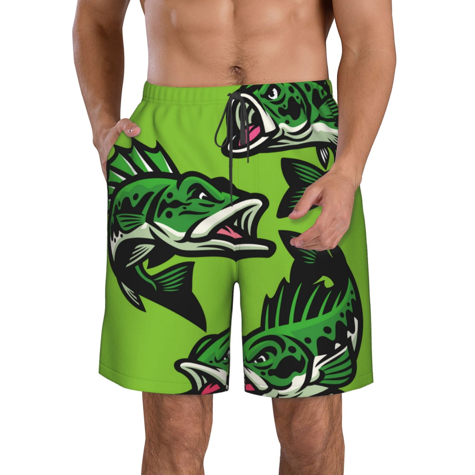 Logiee cartoon largemouth bass fish Print Mens Swim Trunks Quick Dry ...