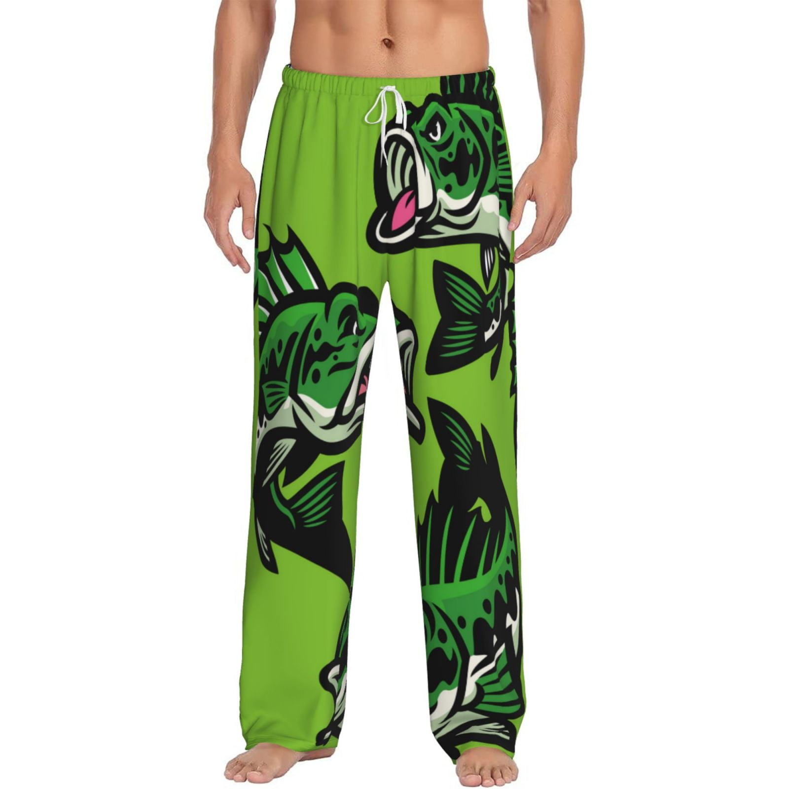 Logiee cartoon largemouth bass fish Print Pajama Pants for Men,Men’s ...