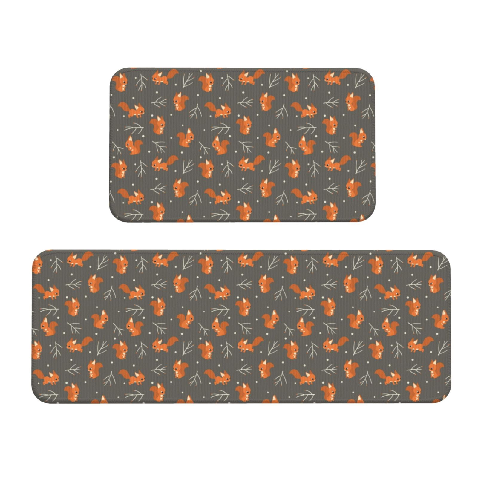 Logiee cute fall fox leaf Print Kitchen Mats for Floor Sets of 2 ...