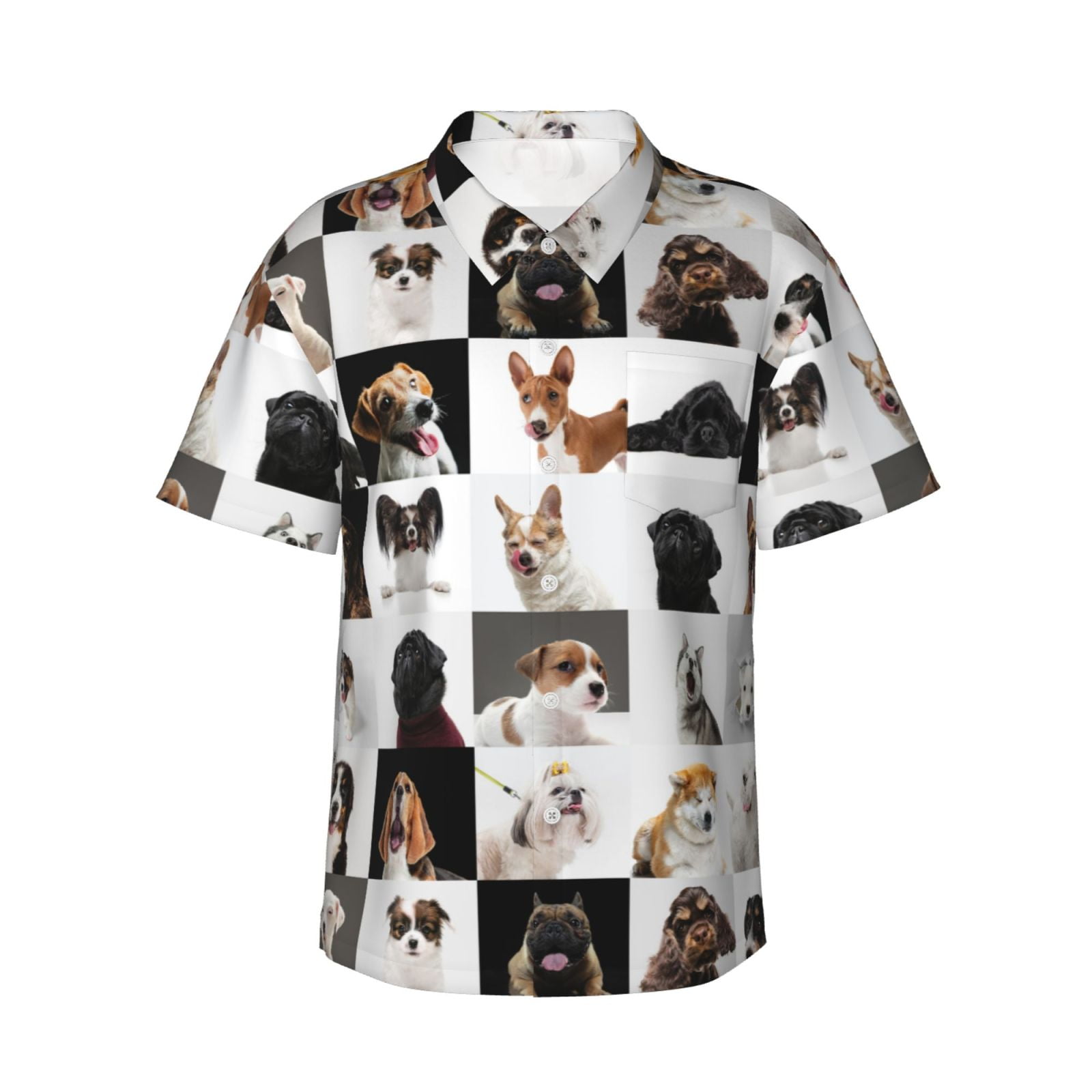 Logiee dogs pets collage Print Mens Hawaiian Shirts,Loose-Fit Short ...