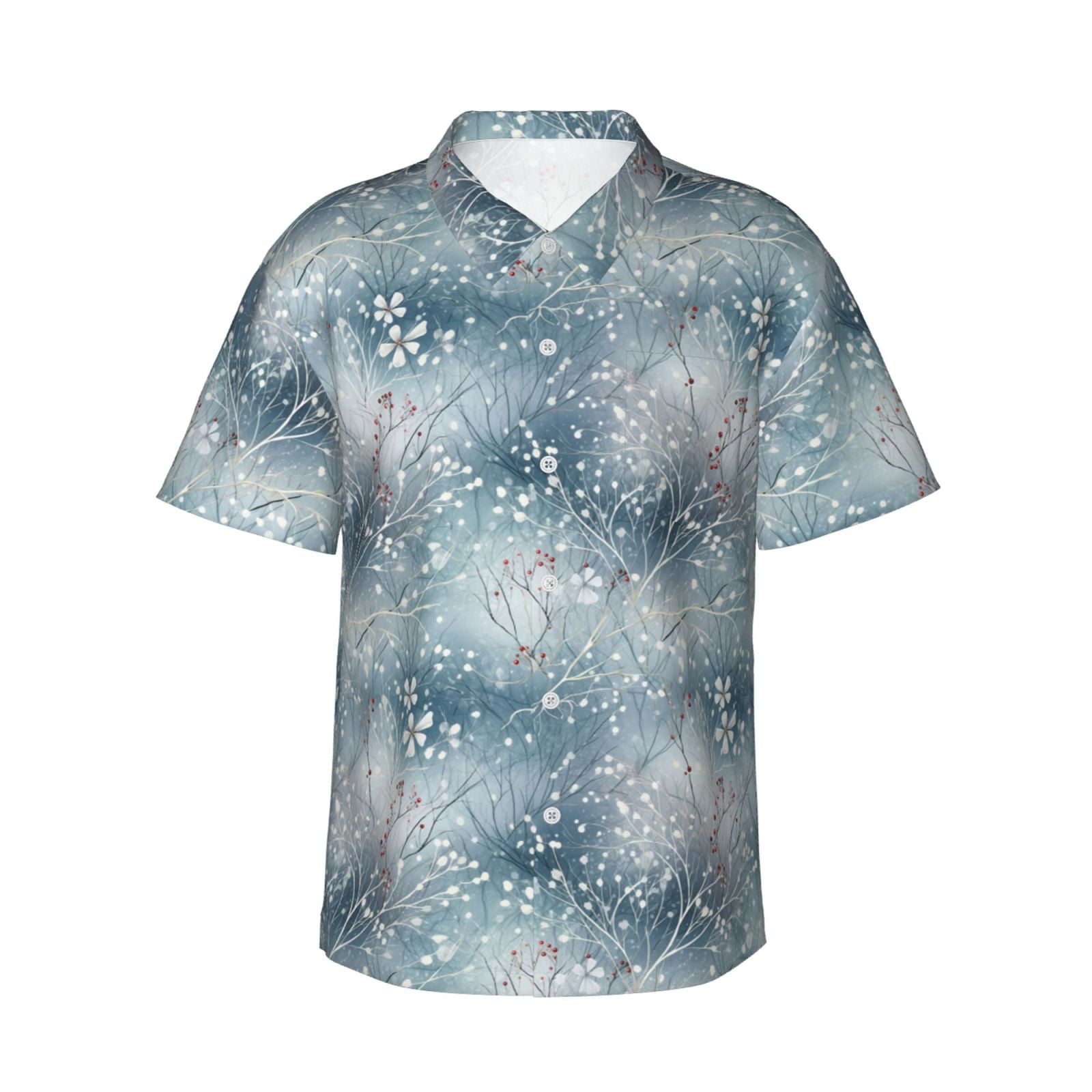Logiee enchanted winter snowflake holly Print Mens Hawaiian Shirts ...