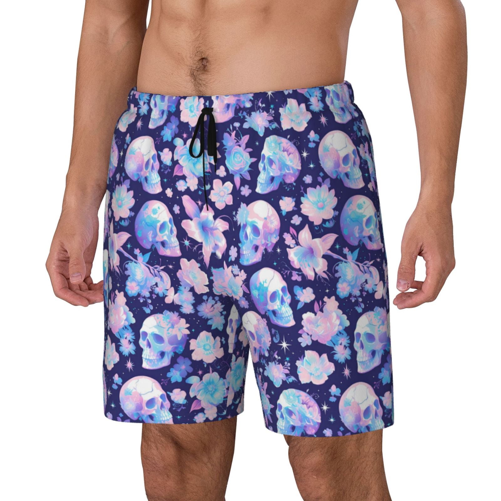 Logiee flower Skull starry sky Print Men's Swim Trunk,Quick Dry Board ...