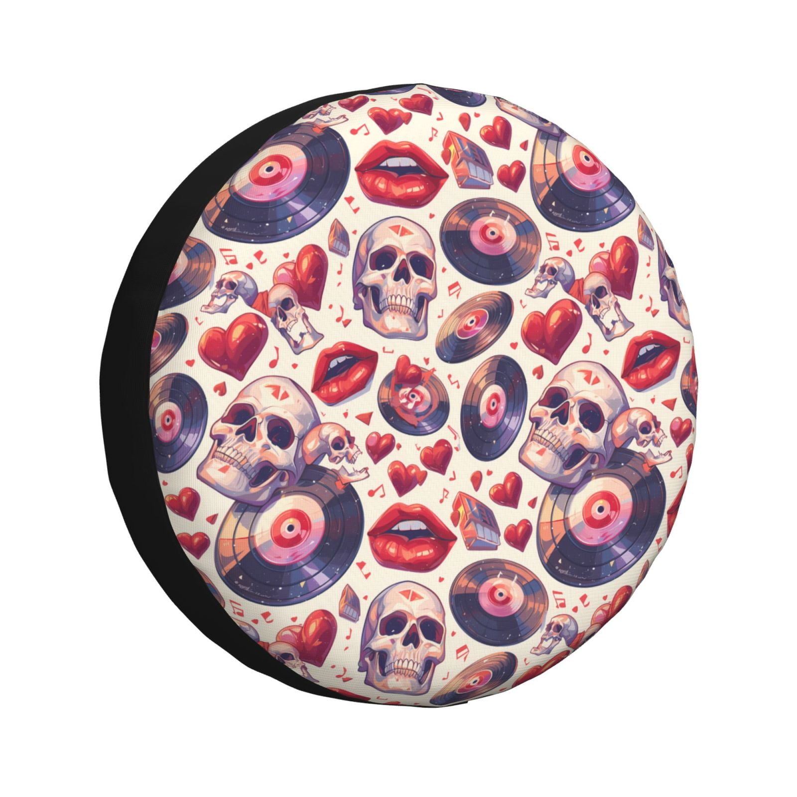 Logiee record rock Skull lips Print Spare Tire Cover, Universal Wheel ...