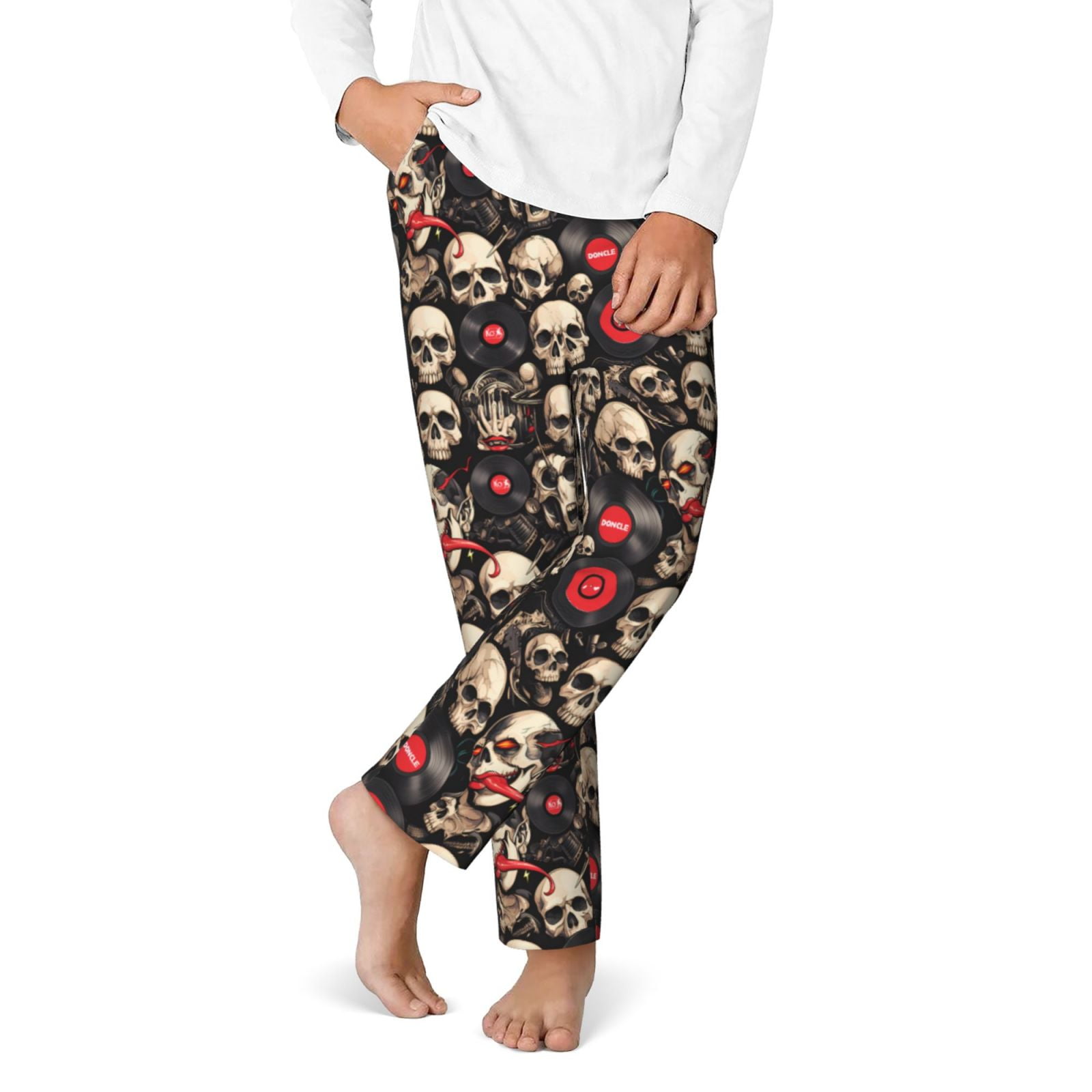 Logiee rock record Skull Print Teenagers' Pajama Pants ,Boys Bottoms ...