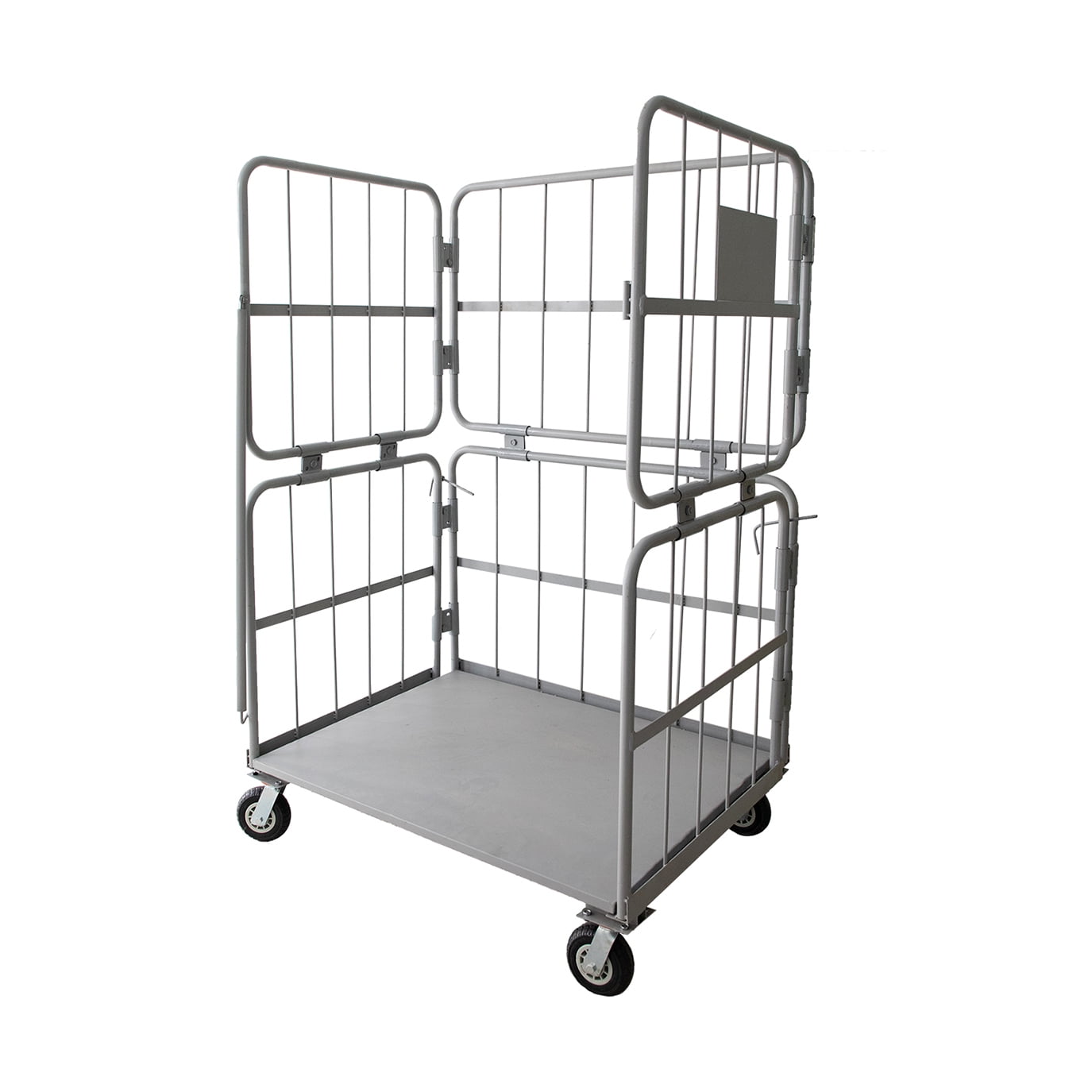 Logistics Trolley Mobile Utility Cart, 3 Sided Folding Platform Push ...