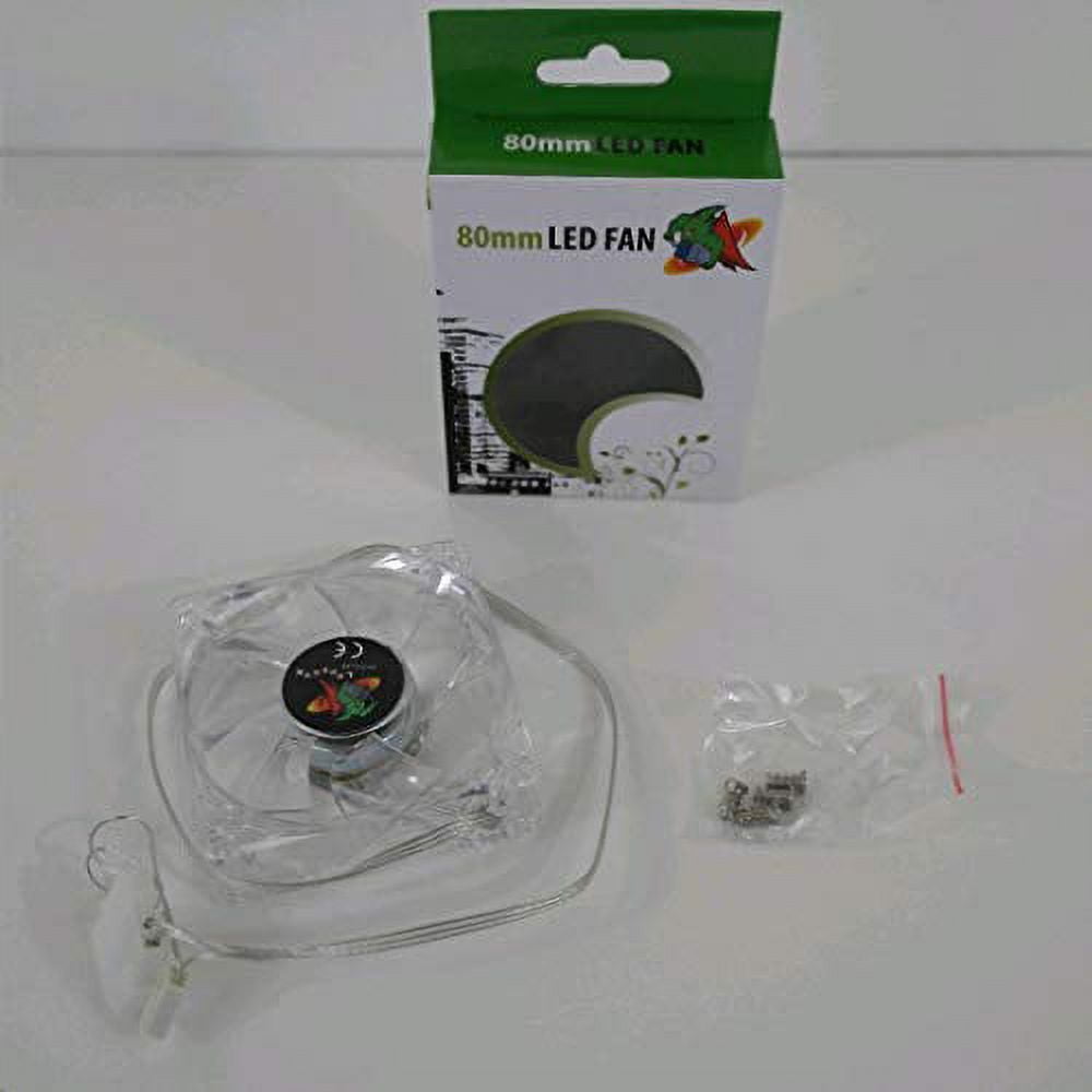 Logisys 80mm New Green LED Case Fan 3 inches, 4-Pin Connectors, 21.71 ...
