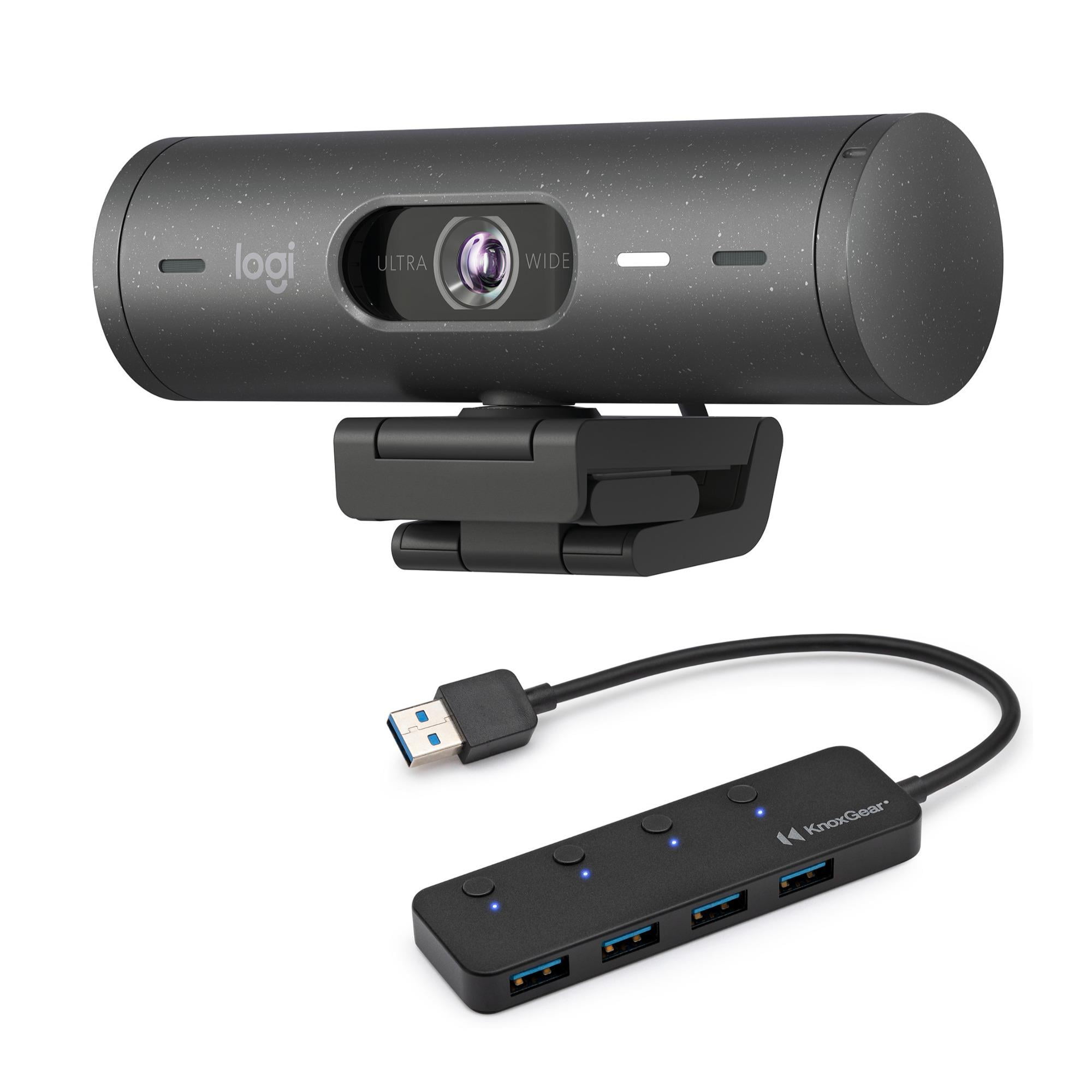 Logitech Brio 500 Full HD 1080p Webcam Bundle with 4-Port 3.0 USB Hub ...