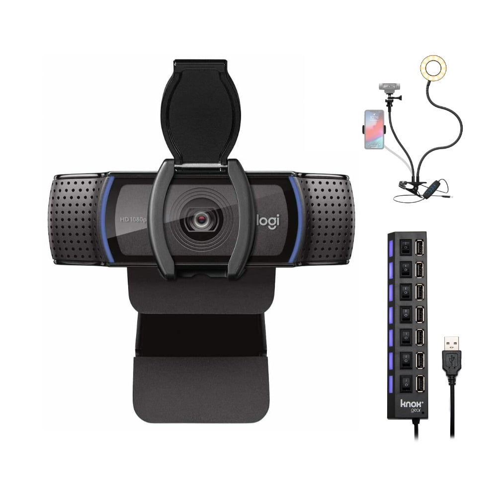 Logitech C920S Pro HD Webcam Bundle with USB Hub and Ring Light Bundle ...