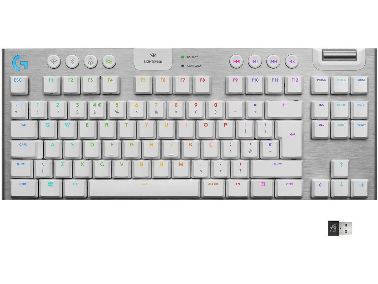 Logitech G915 TKL White Tactile Tenkeyless LIGHTSPEED Wireless RGB ...