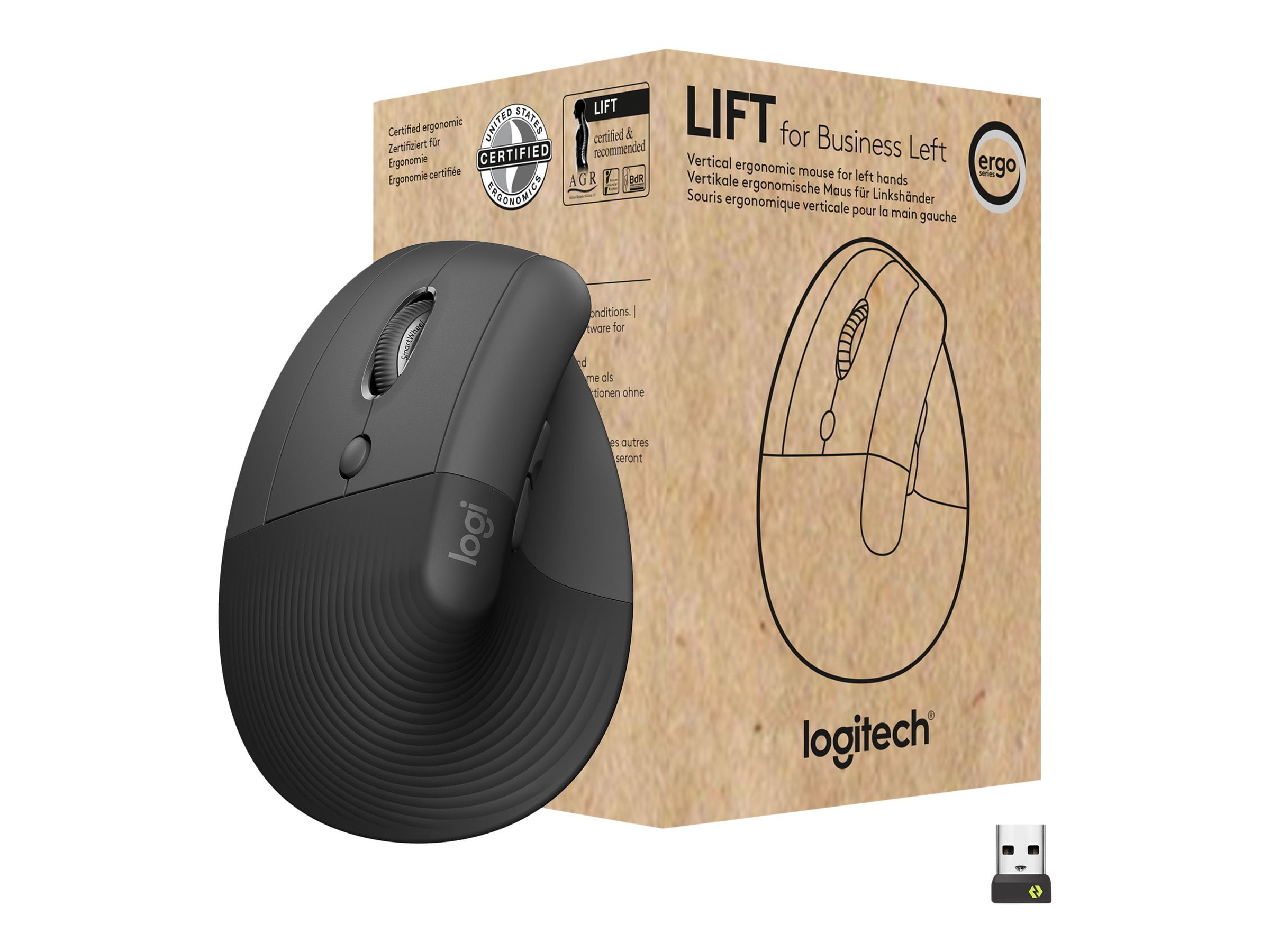 Logitech Lift Vertical Ergonomic Mouse for Business, Left - Vertical ...
