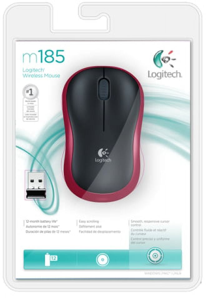 Logitech M185 Wireless Mouse, Red & Black - Walmart.com