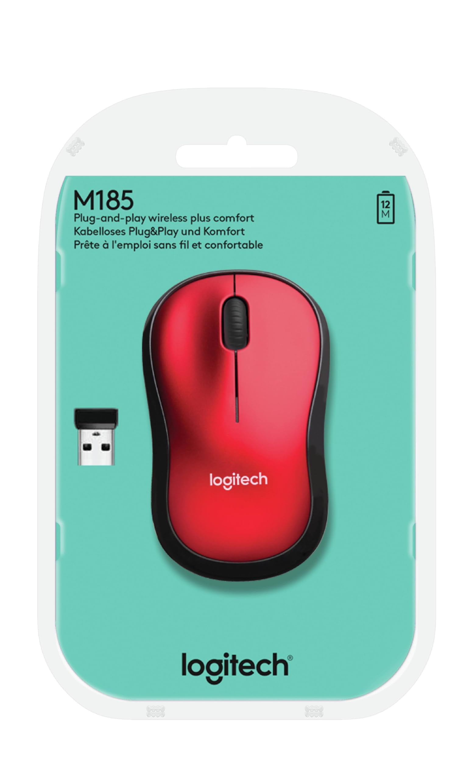 Logitech M185 Wireless Mouse Red - Walmart.com