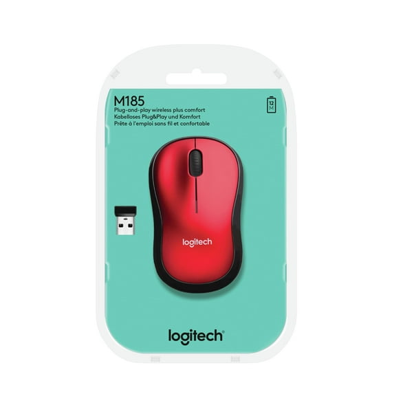 Logitech M185 Wireless Mouse Red - Walmart.com