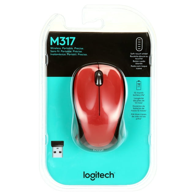 Logitech M317 Compact Design USB Type A Wireless Mice, Red - Walmart.com