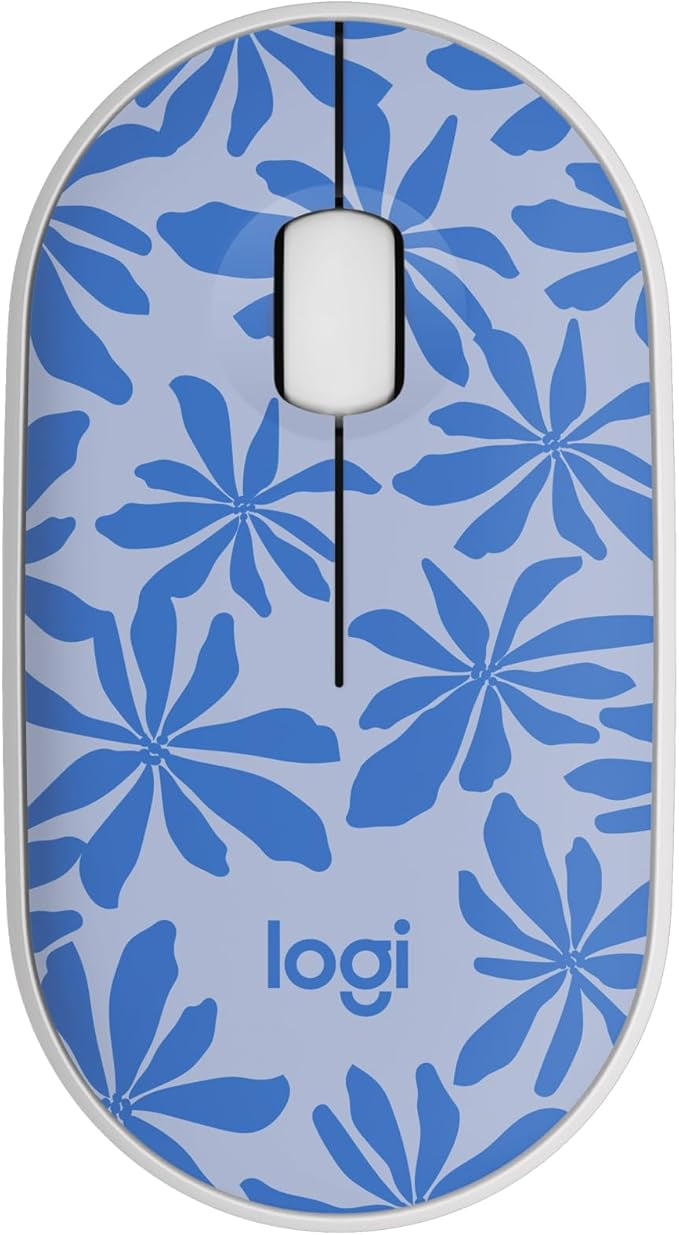 Logitech M340 Wireless Mouse, Silent Clicks, USB Receiver, Blue Floral ...