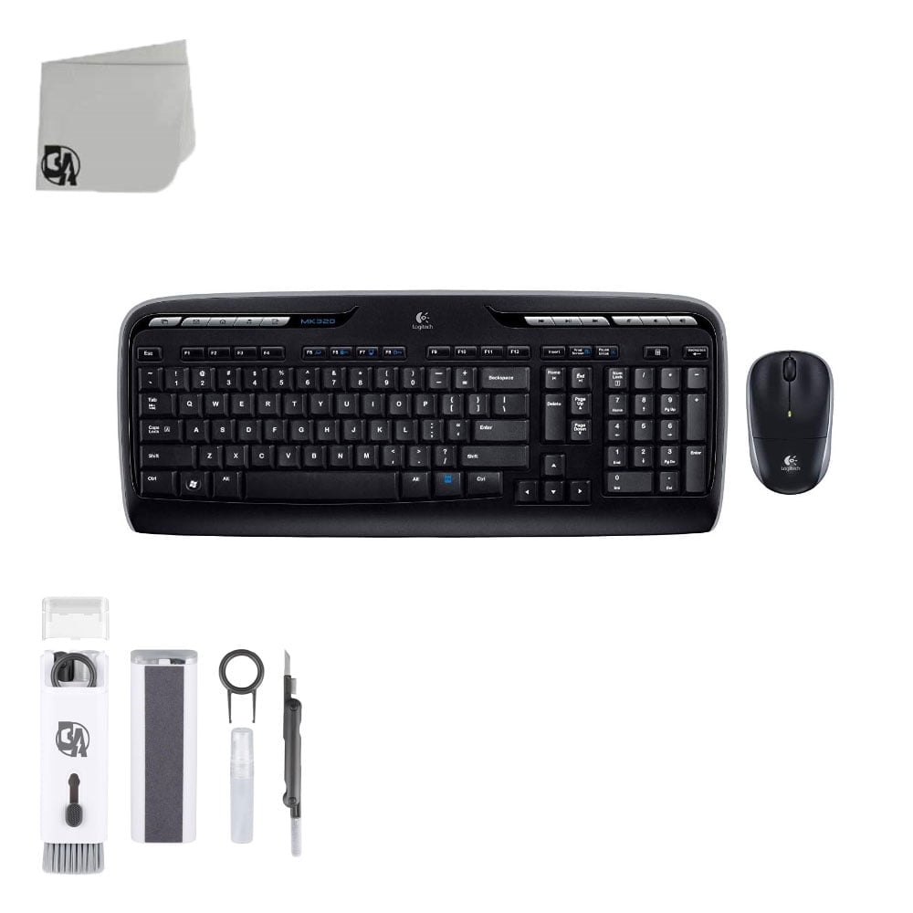 Logitech Mk320 Wireless Keyboard And Mouse Combo Black Cleaning Kit Bolt Axtion Bundle