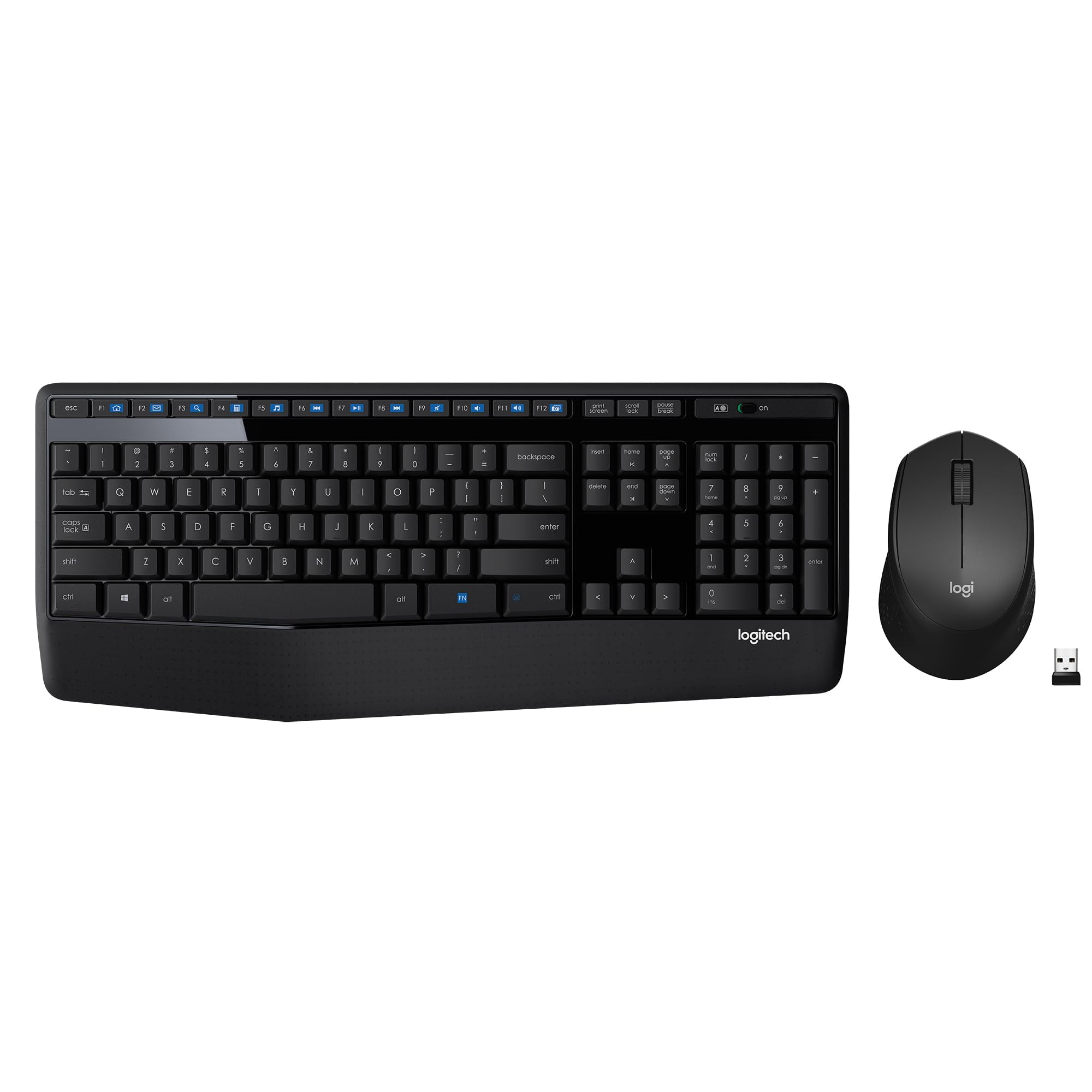 Logitech MK345 Wireless Keyboard and Mouse Combo with Palm Rest, 2.4 ...