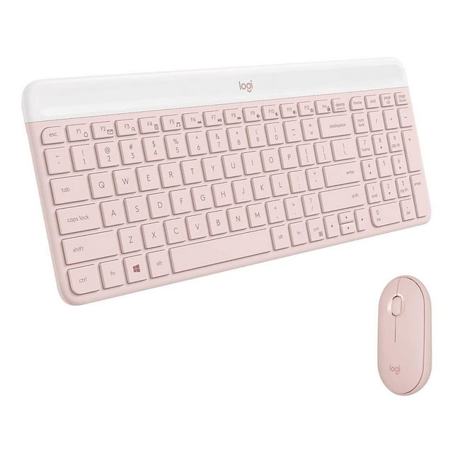Logitech MK470 Slim Rose USB RF Wireless Compact Keyboard and Mouse ...