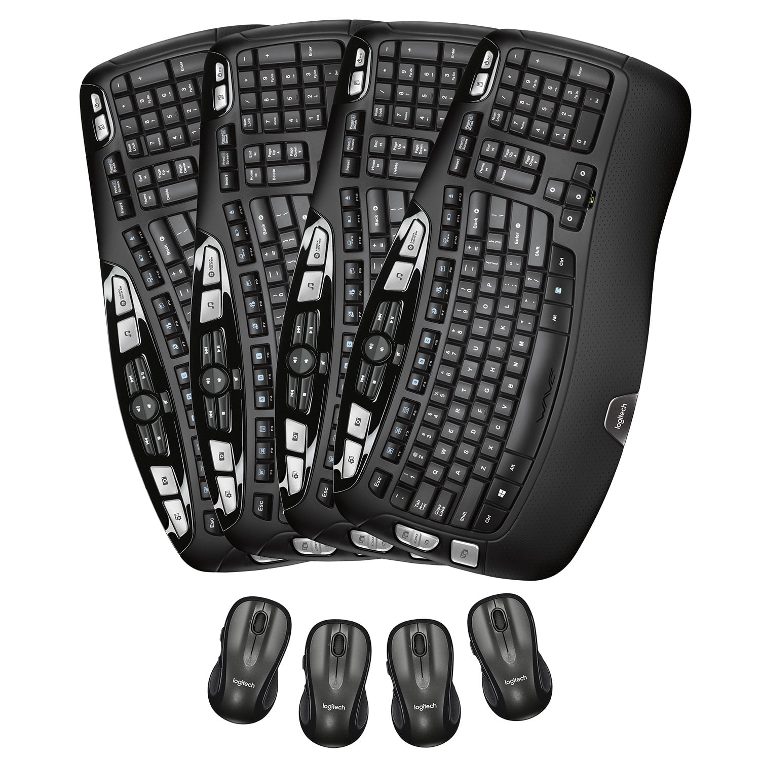 Logitech MK670 Comfort Wave Wireless Keyboard & Mouse Combo Travel Home ...